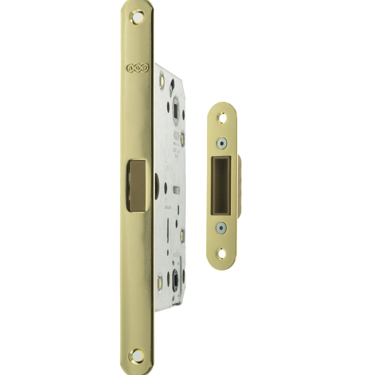AGB Polaris 2XT Magnetic Bathroom Lock 60mm backset - Polished Brass ...