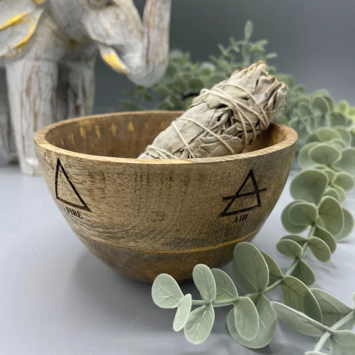 Wooden Smudge and Ritual Offerings Bowl - Four Elements - 11x7cm – Wood ...