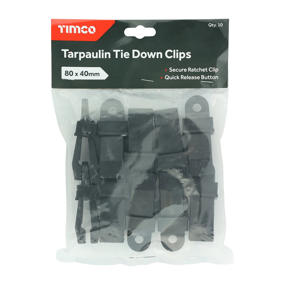 10 x TIMCO Tarpaulin Tie Down Clips for Trailer Boat Cover Groundsheet ...