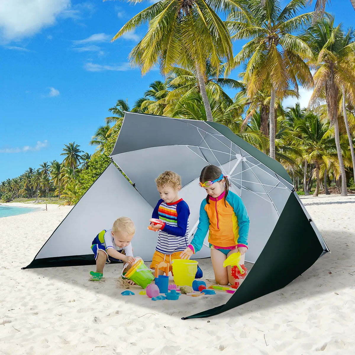 Outsunny 2m UV Protection Fishing Beach Umbrella Brolly Shelter w/ Sid ...