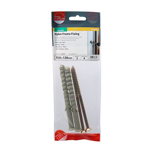 Pair of - TIMCO Nylon Frame Fixings - 10.0 x 120 – Wood Furnishings