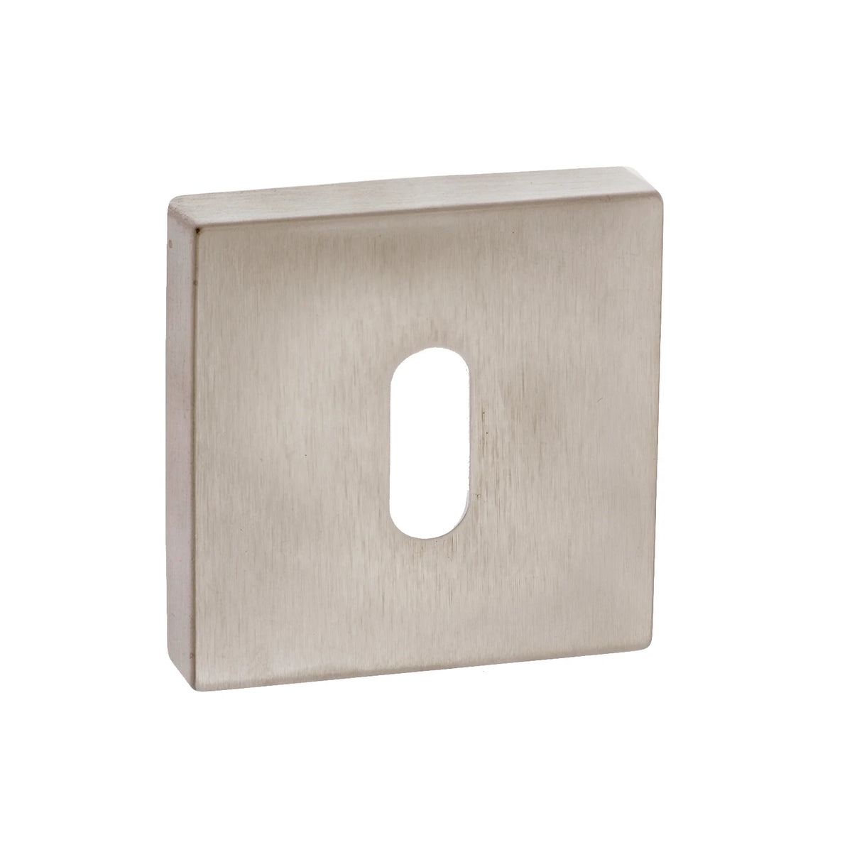 Forme Key Escutcheons on Minimal Square Rose - Satin Nickel - Pair ...