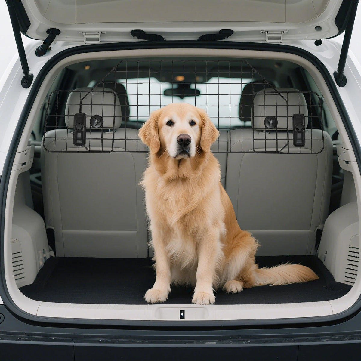 PawHut Dog Guard for Cars Adjustable Boot Barrier Metal Mesh Pet Headr ...