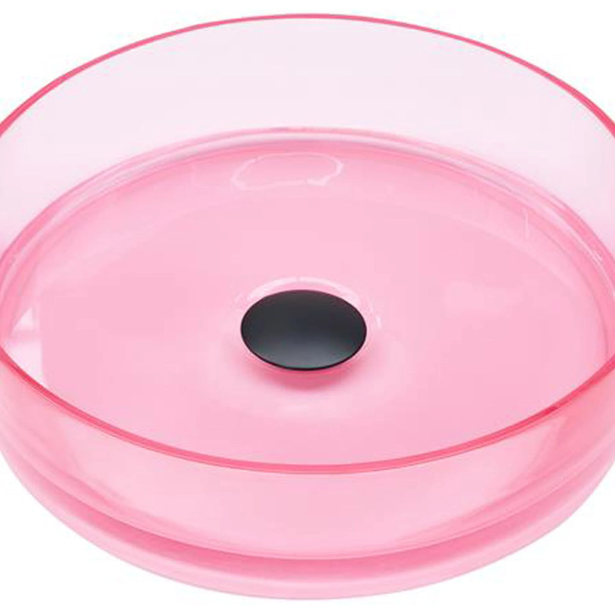 Countertop Wash Basin Pink Solid Surface 360 mm Semi-Transparent Round ...