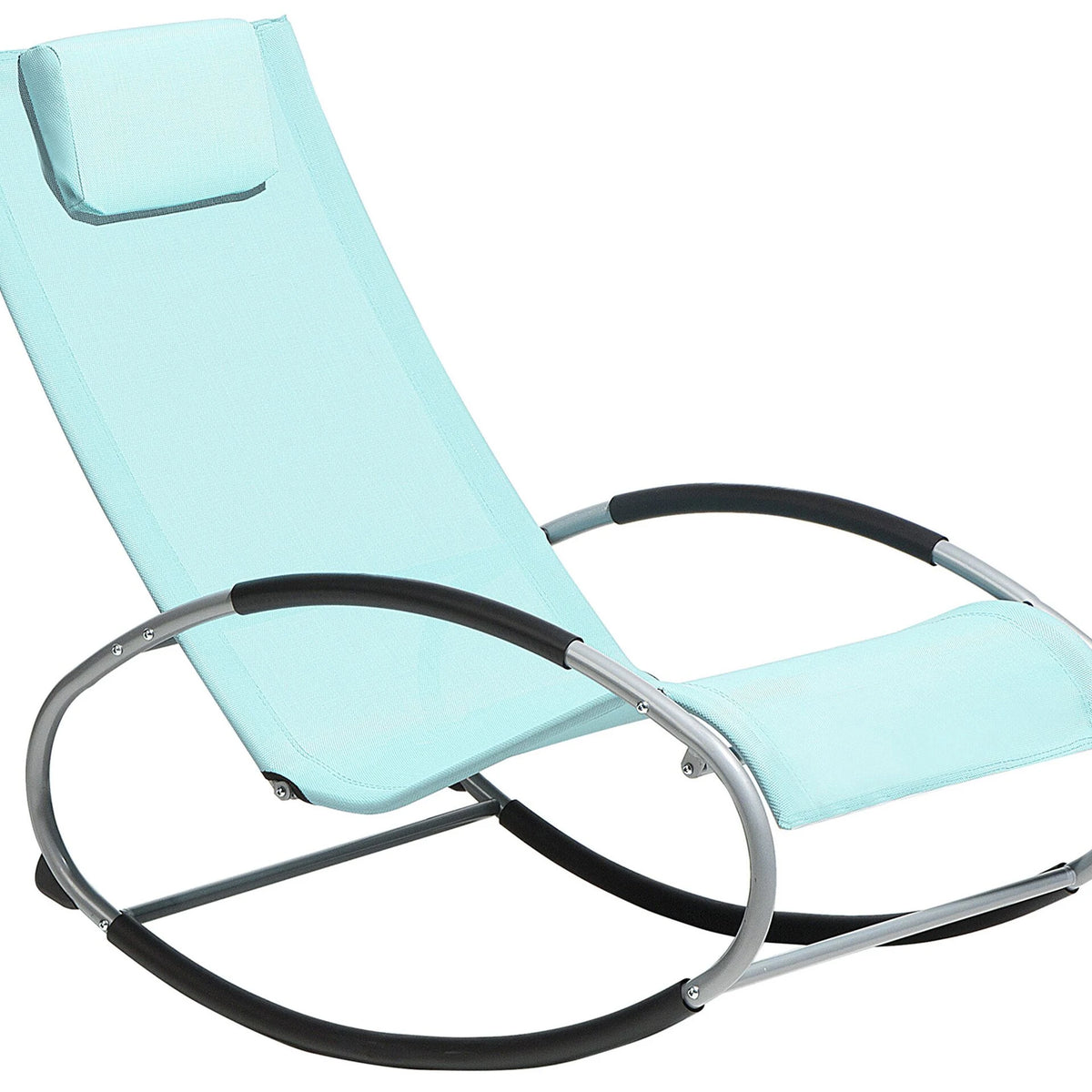 Rocking Sun Lounger Light Blue Steel Runners Garden Rocking Chair with ...