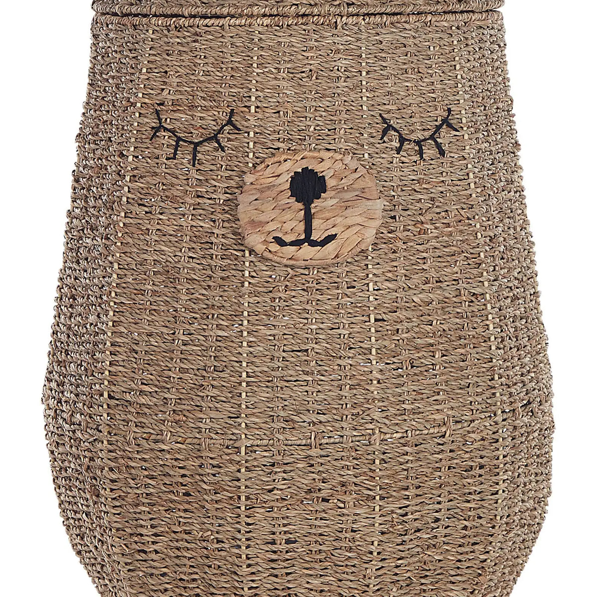 Wicker Bear Basket Natural Seagrass Woven Toy Hamper Child's Room Acce ...