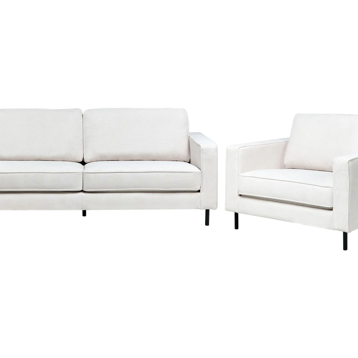 Sofa Set Off-White Polyester Fabric 3 Seater Sofa Armchair Minimalist ...