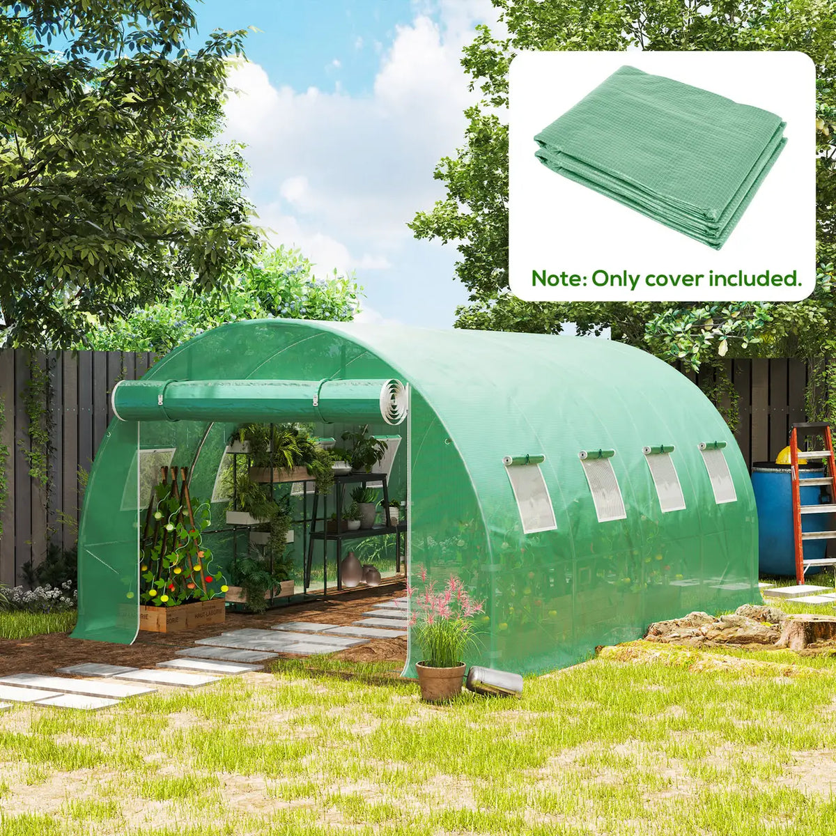 Outsunny 4 x 3 x 2m Polytunnel Greenhouse Replacement Cover ONLY Winte ...